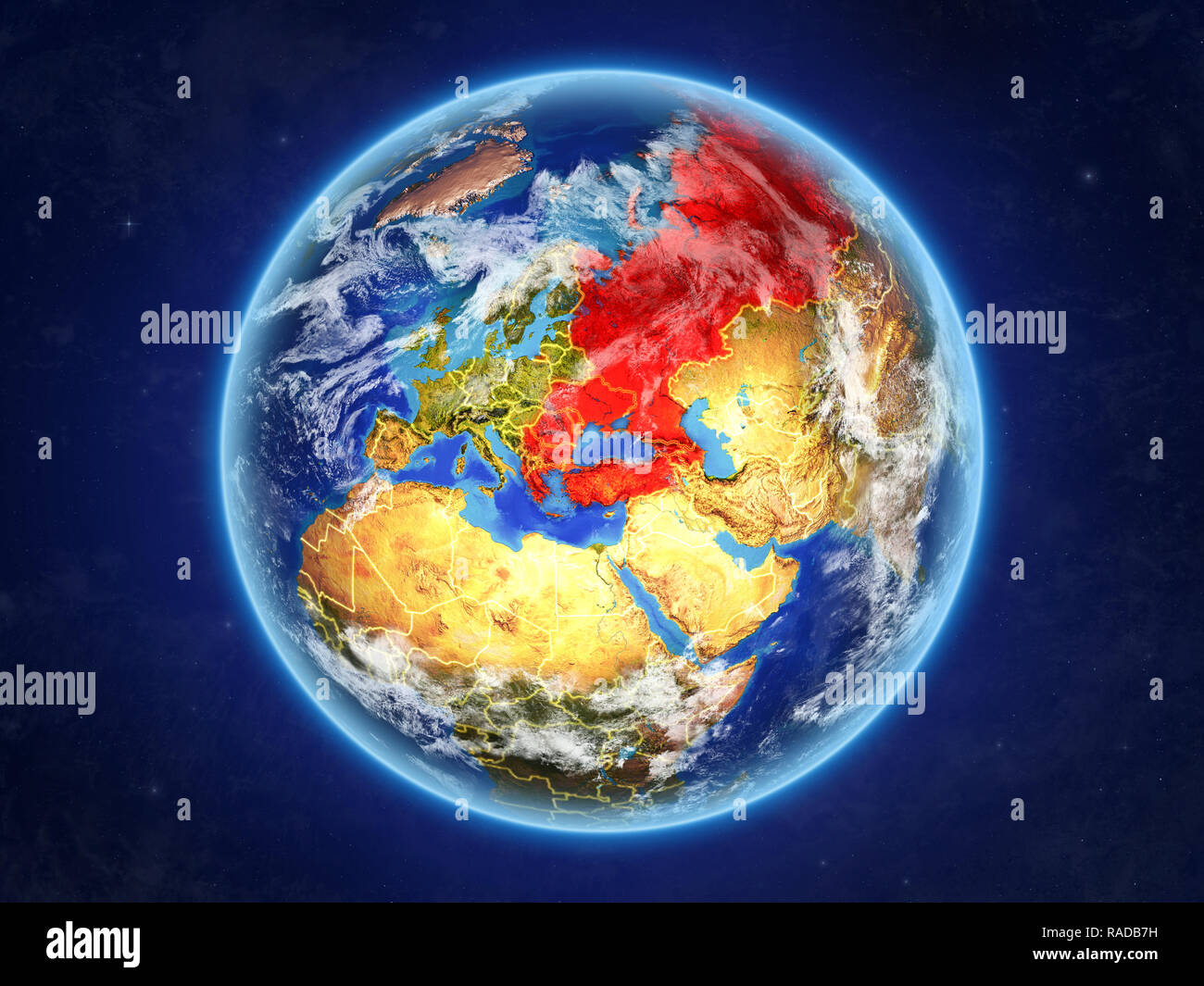 BSEC countries from space. Planet Earth with country borders and ...
