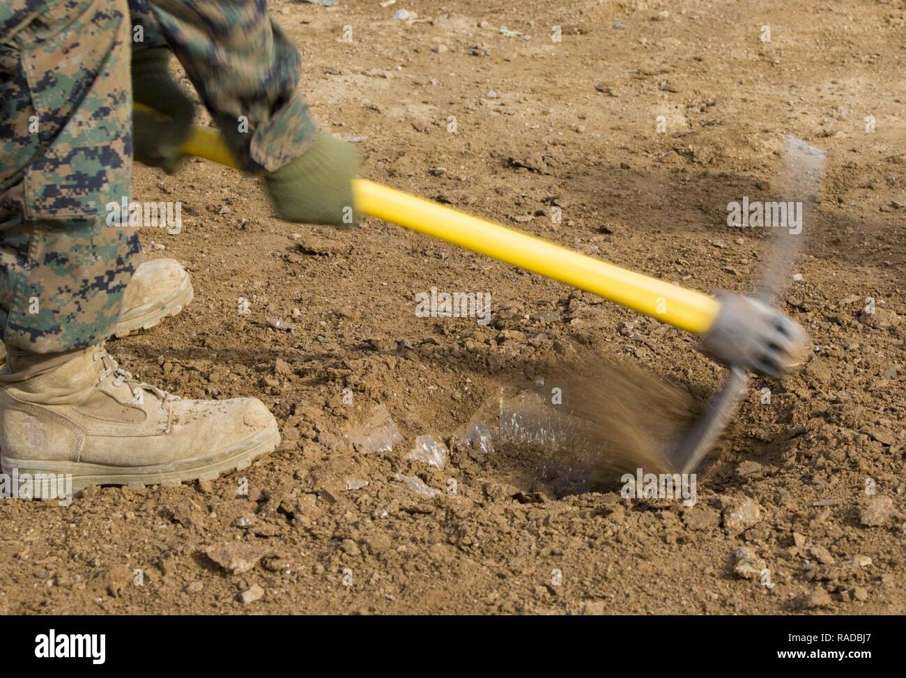A U.S Marine with Alpha Company, 9th Engineer Support Battalion, 3rd ...