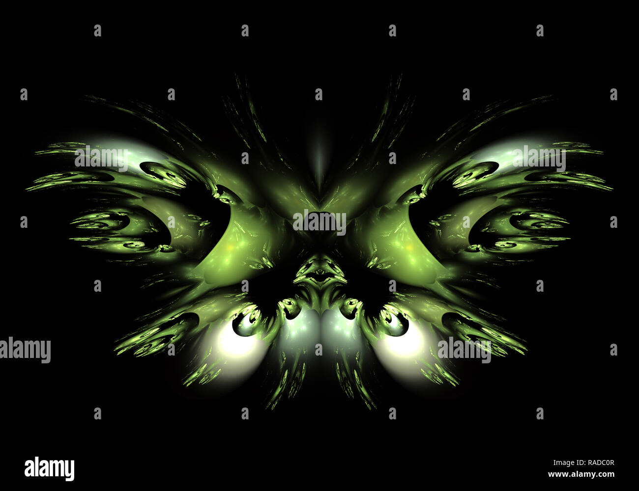 Artistic abstraction composed of fractal butterfly shapes and lights on ...