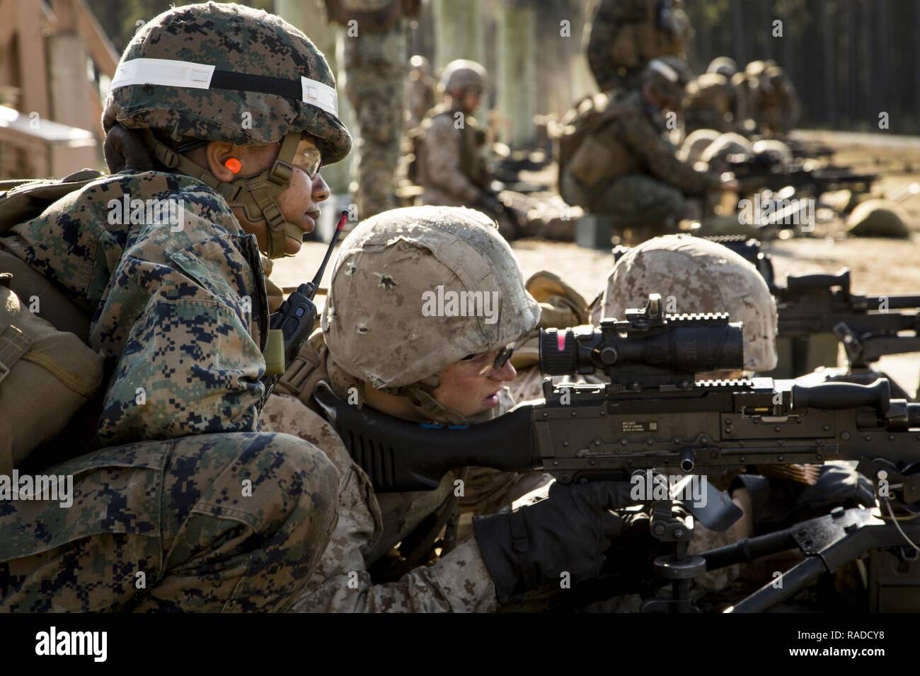 A U.S. Marine Combat Instructor with Kilo Company, Marine Combat ...