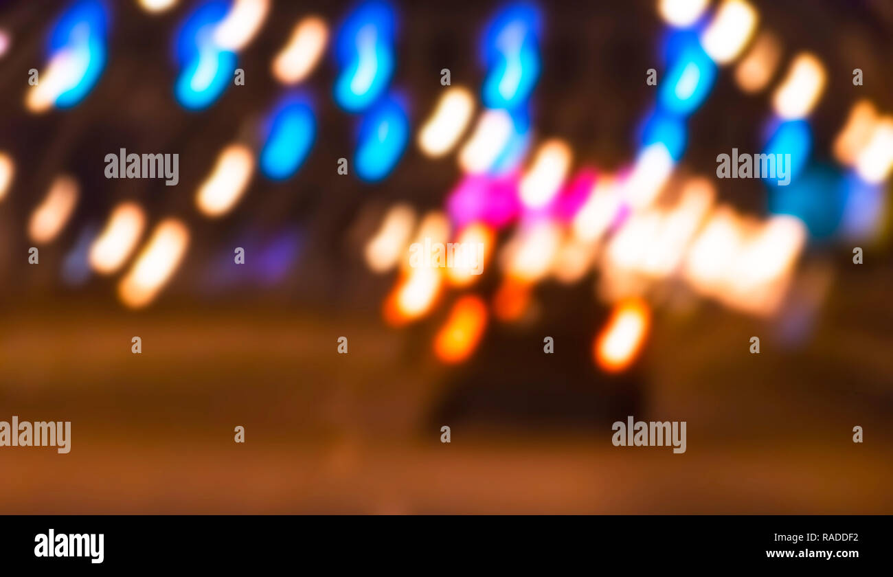 Night city view in blur. City street blurry photo. Street life bokeh ...