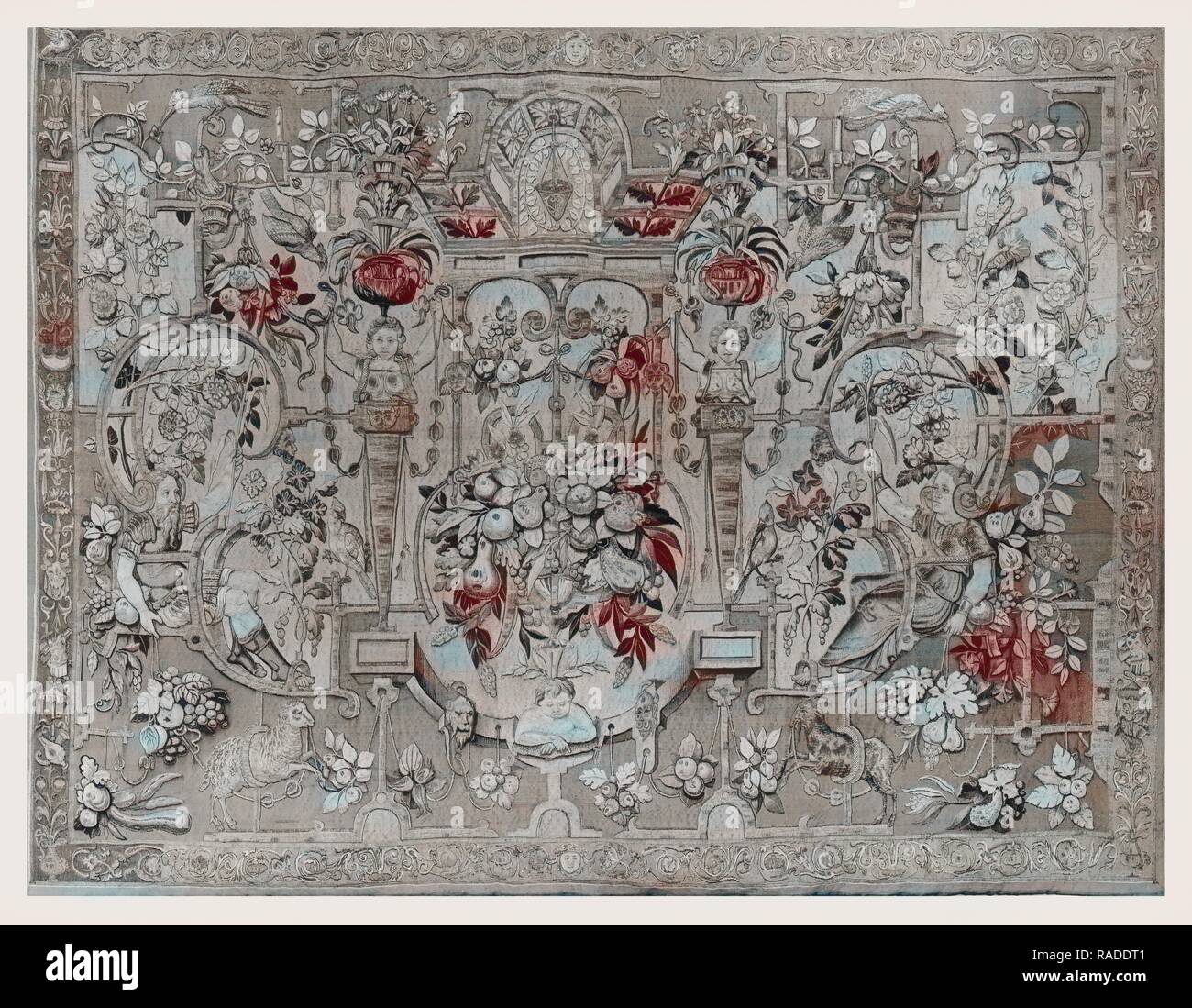 Grotesques on red groun. Reimagined by Gibon. Classic art with a modern ...