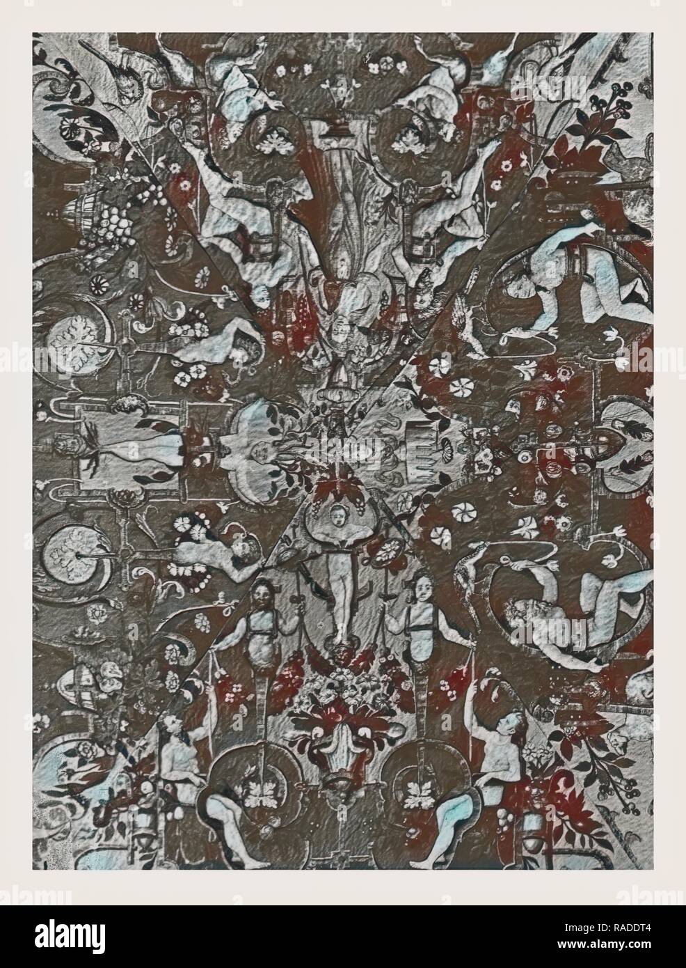 Grotesques on red groun. Reimagined by Gibon. Classic art with a modern ...