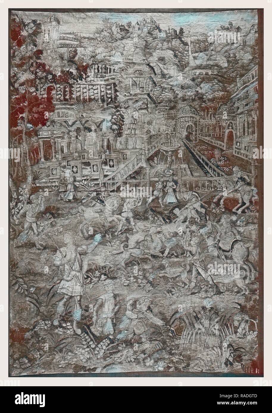 Game park with stag and bird (?) hun. Reimagined by Gibon. Classic art ...