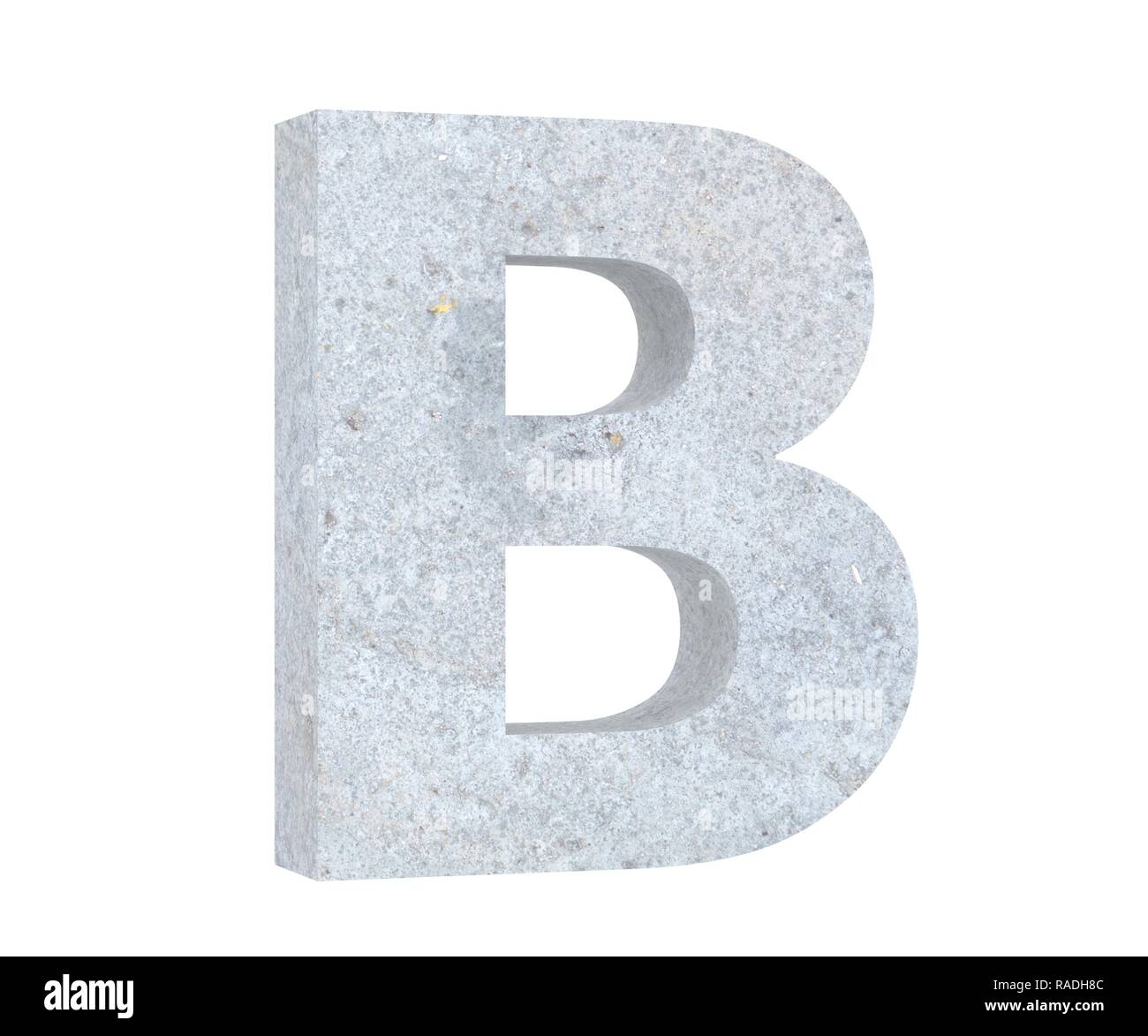 Concrete Capital Letter - B isolated on white background. 3D render ...