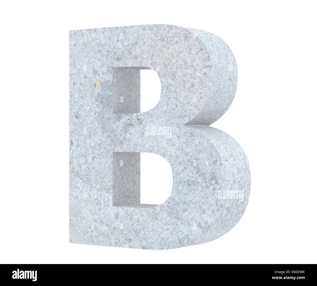 Concrete Capital Letter - B isolated on white background. 3D render ...