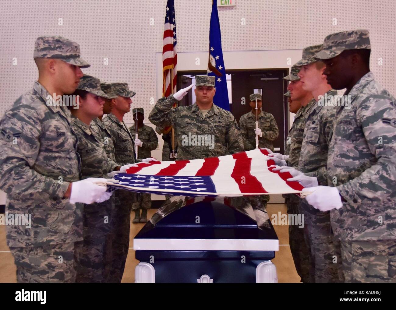 Airmen from the Basic Protocol, Honors, and Ceremonies course perform a ...