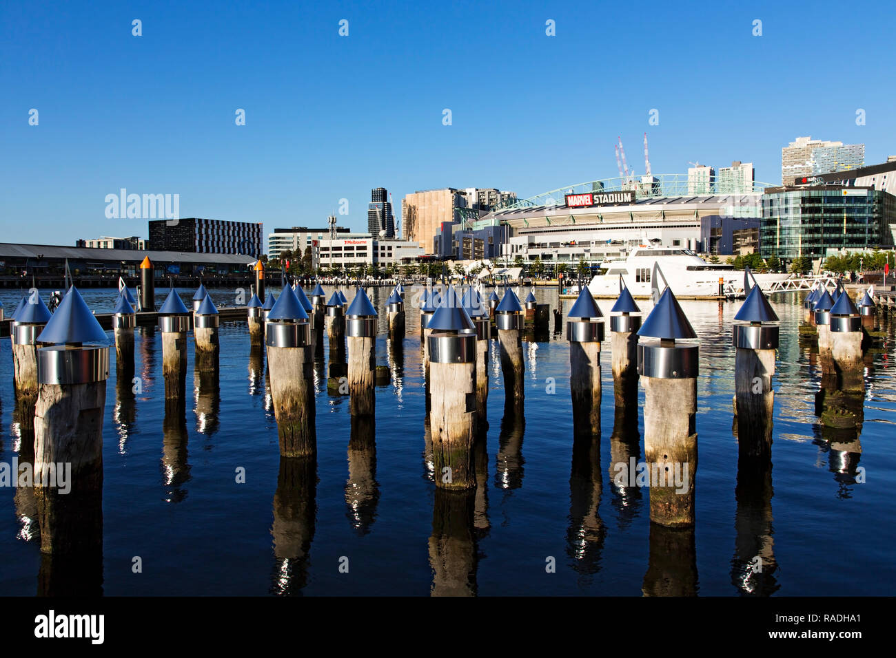 View across Victoria Harbour in Melbourne Docklands,Victoria Australia ...