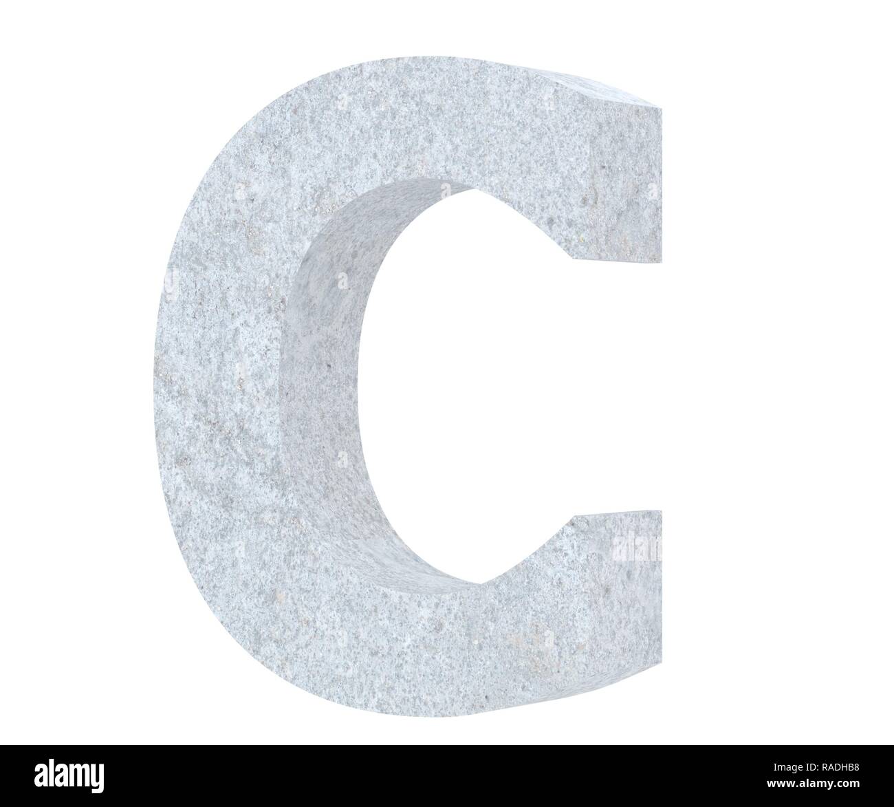 Concrete Capital Letter - C isolated on white background. 3D render ...