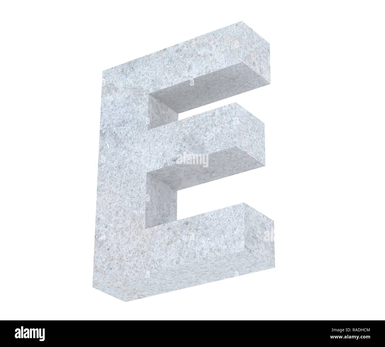 Concrete Capital Letter - E isolated on white background. 3D render ...