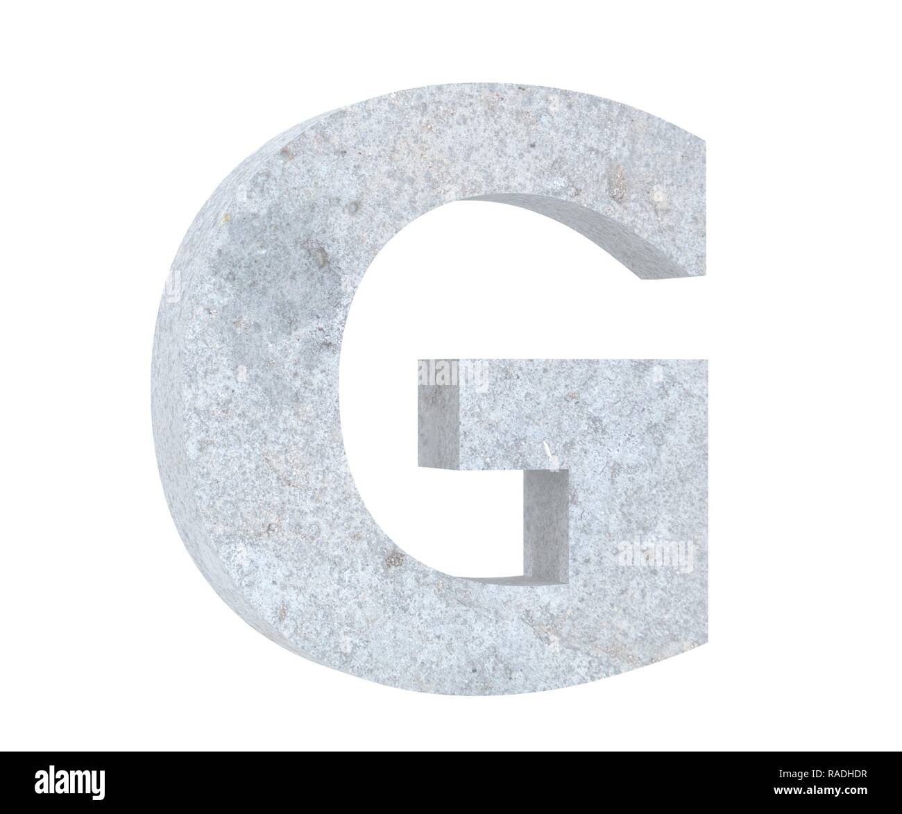 Concrete Capital Letter - G isolated on white background. 3D render ...