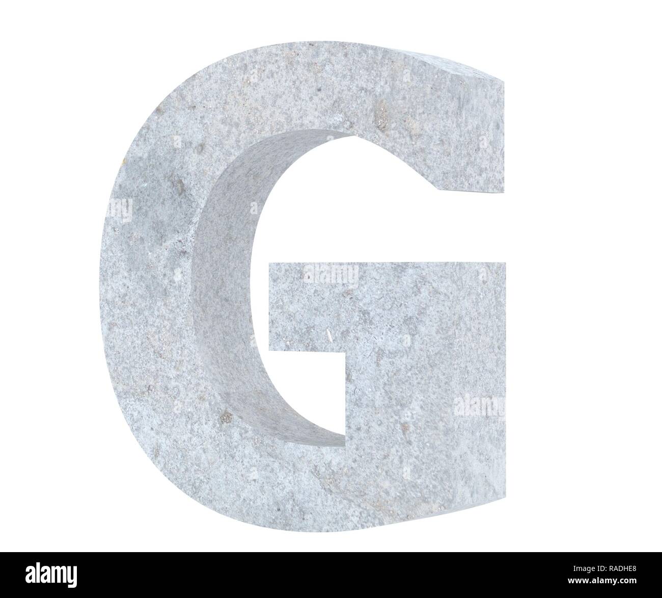 Concrete Capital Letter - G isolated on white background. 3D render ...