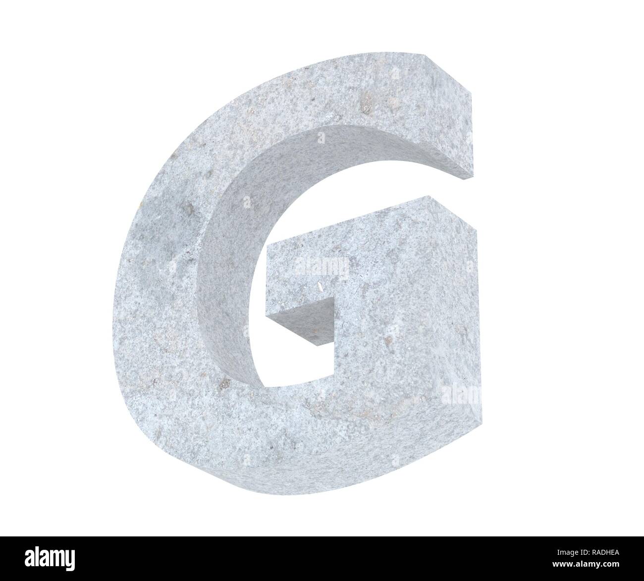 Concrete Capital Letter - G isolated on white background. 3D render ...