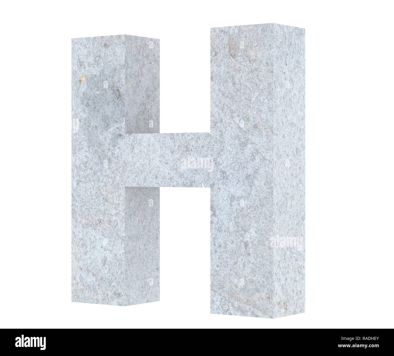 Concrete Capital Letter - H isolated on white background. 3D render ...