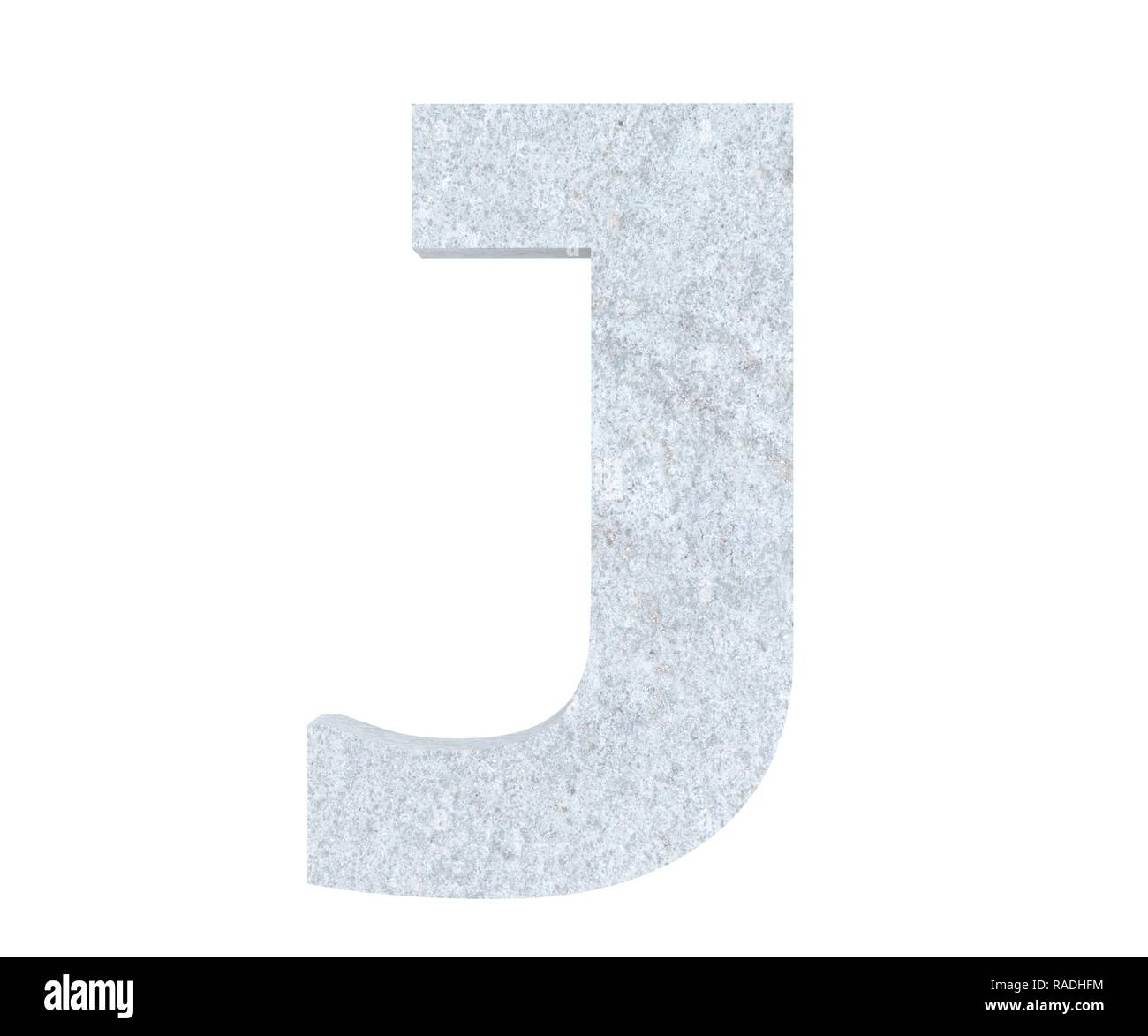 Concrete Capital Letter - J isolated on white background. 3D render ...