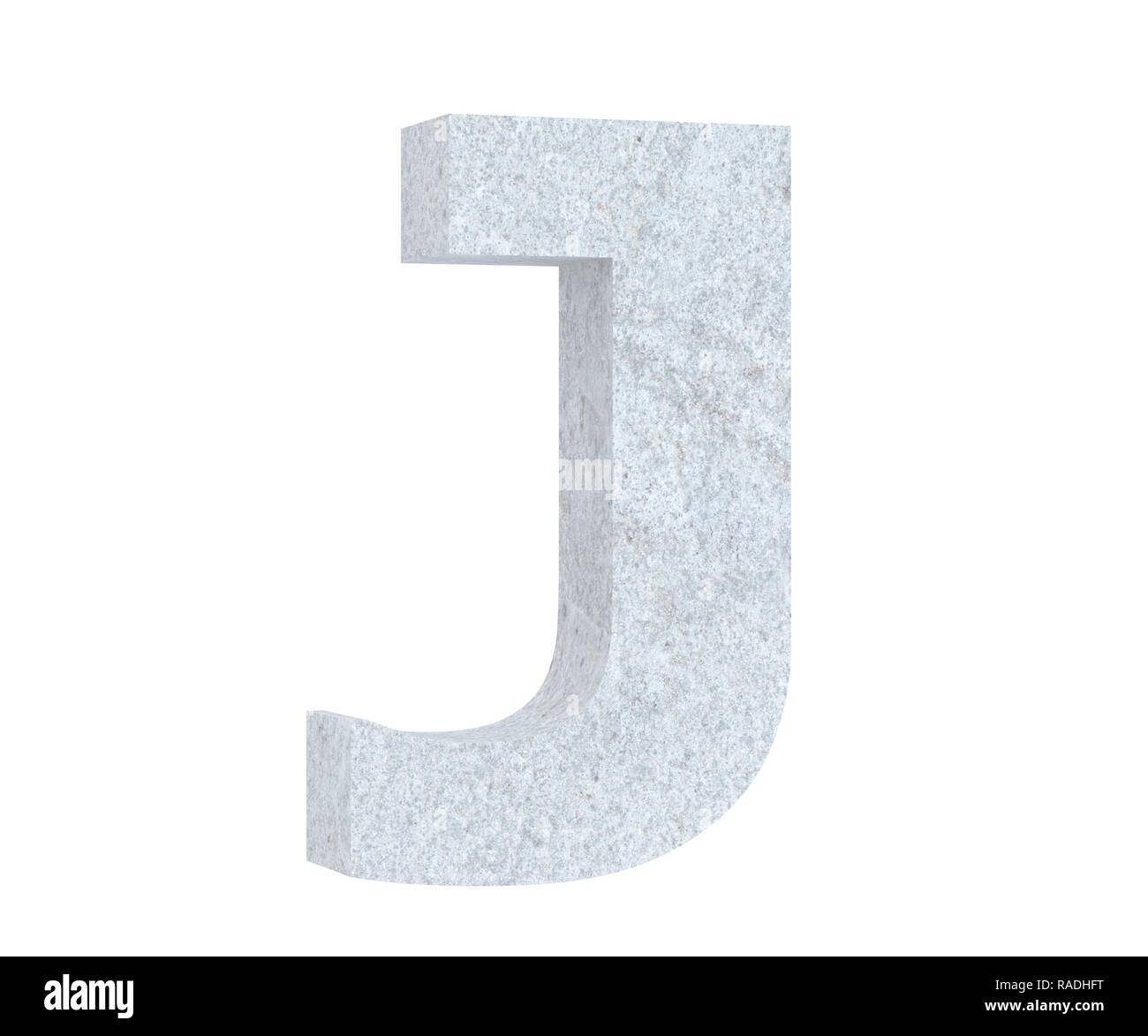 Concrete Capital Letter - J isolated on white background. 3D render ...