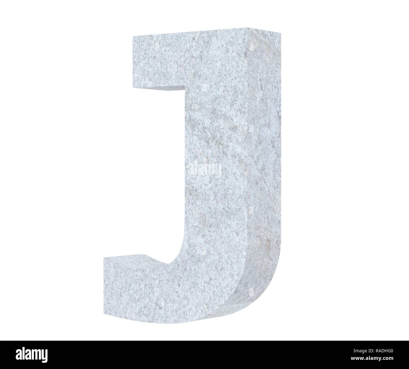 Concrete Capital Letter - J isolated on white background. 3D render ...