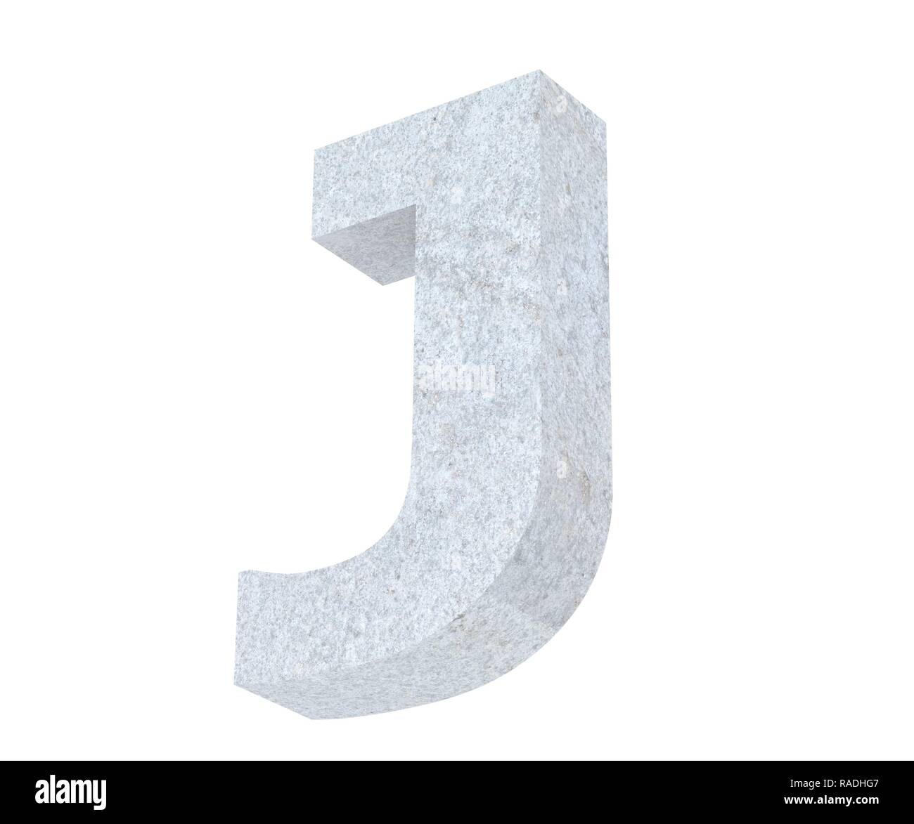 Concrete Capital Letter - J isolated on white background. 3D render ...