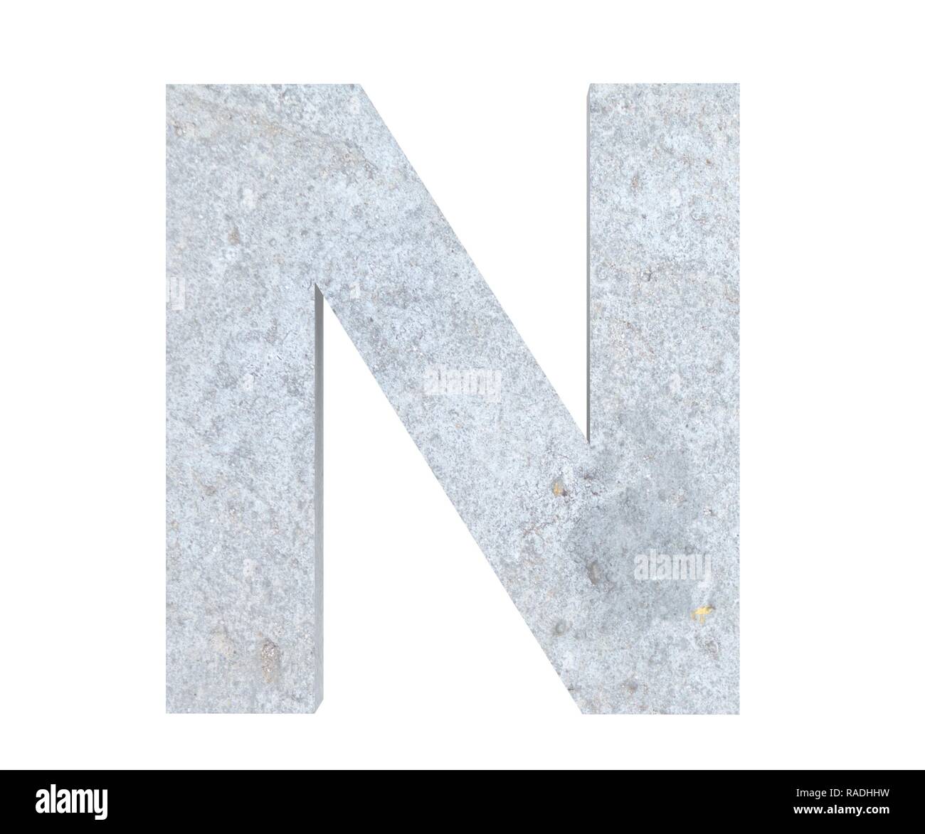 Concrete Capital Letter - N isolated on white background. 3D render ...