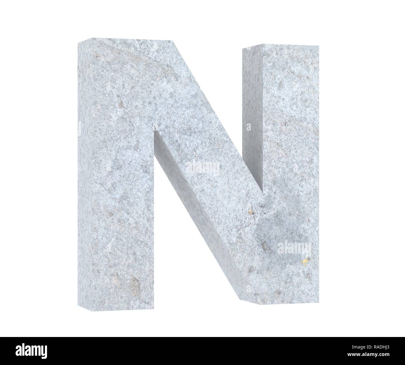 Concrete Capital Letter - N isolated on white background. 3D render ...