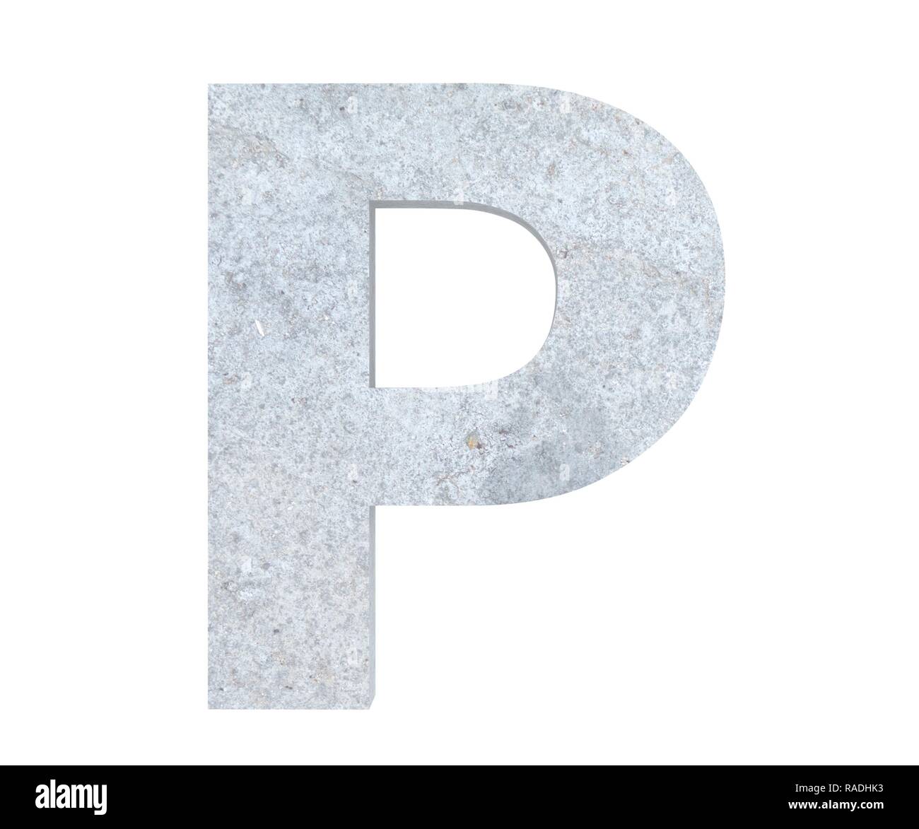 Concrete Capital Letter - P isolated on white background. 3D render ...
