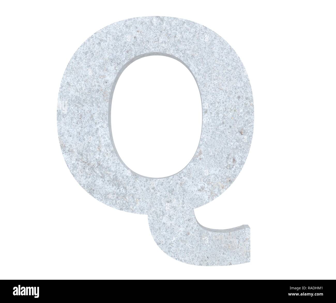 Concrete Capital Letter - Q isolated on white background. 3D render ...