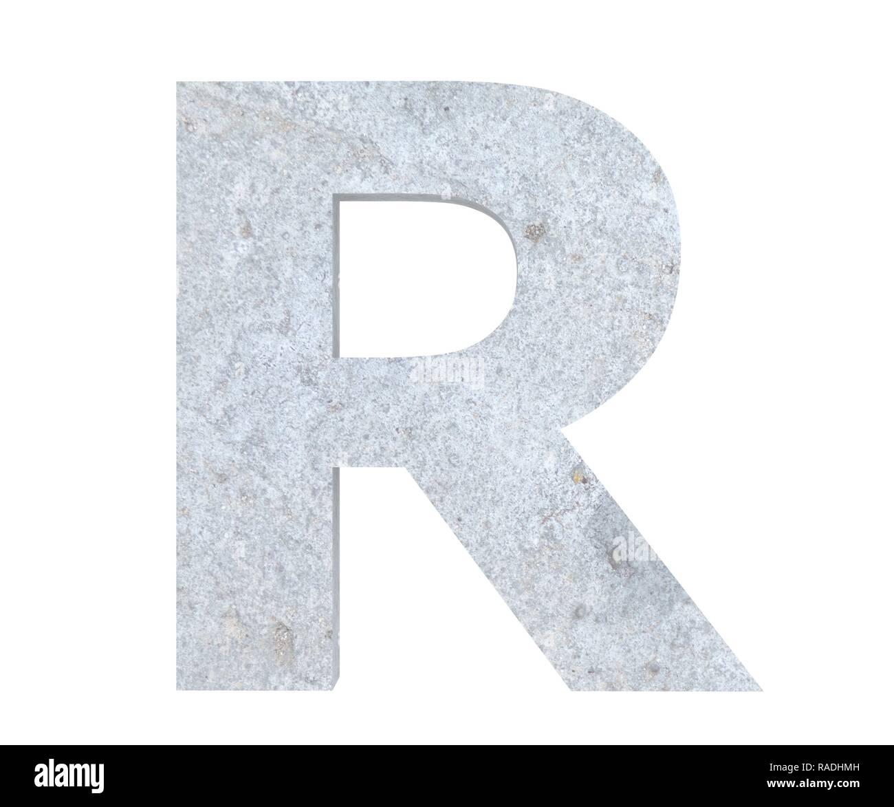 Concrete Capital Letter - R isolated on white background. 3D render ...