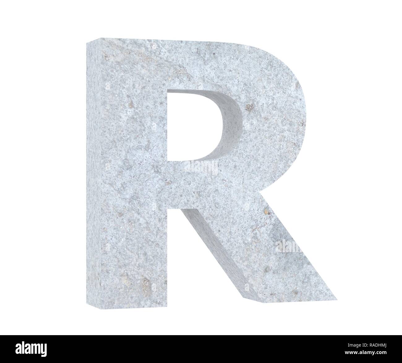 Concrete Capital Letter - R isolated on white background. 3D render ...