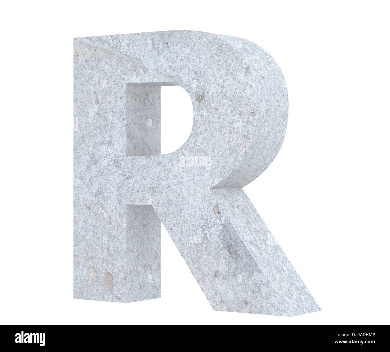 Concrete Capital Letter - R isolated on white background. 3D render ...