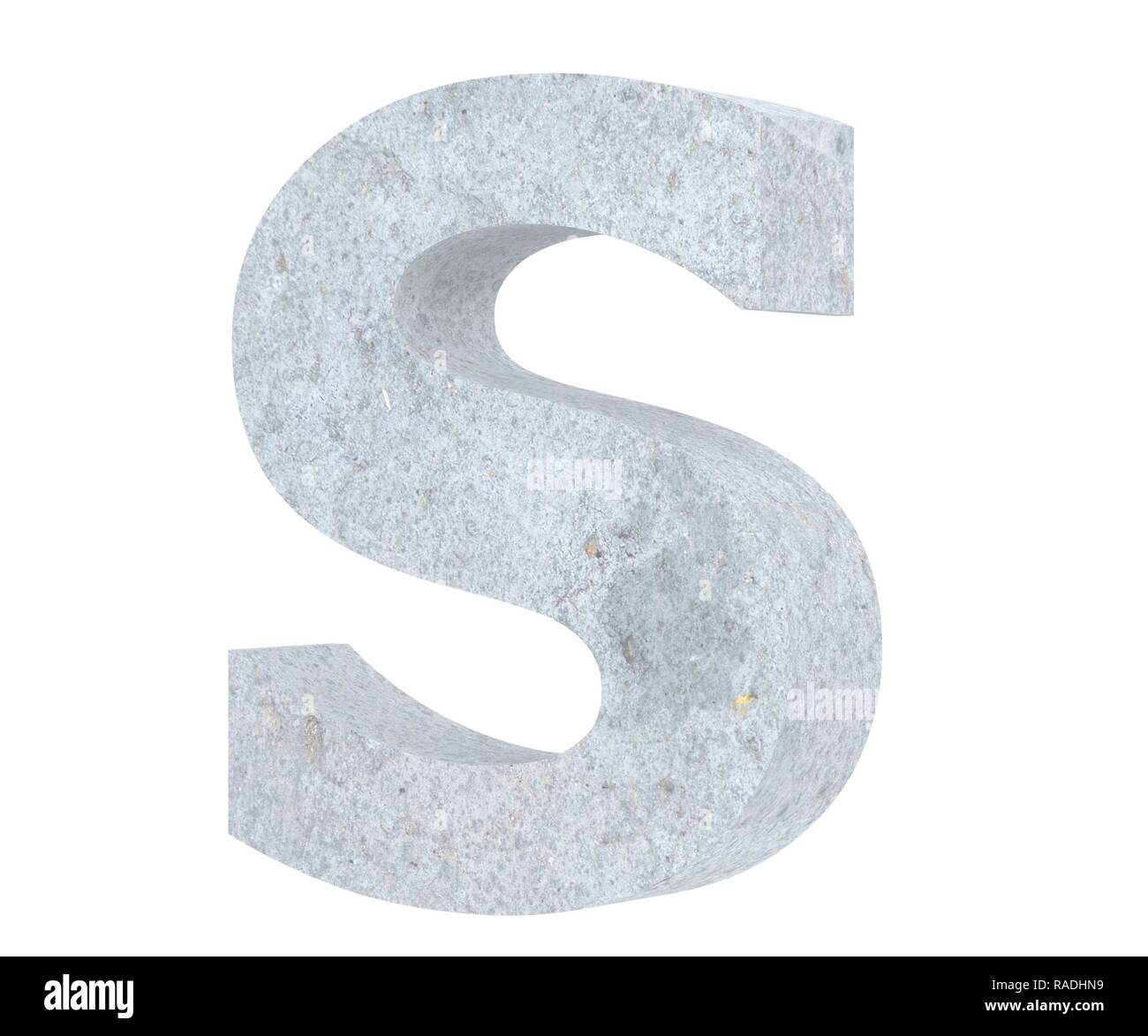 Concrete Capital Letter - S isolated on white background. 3D render ...