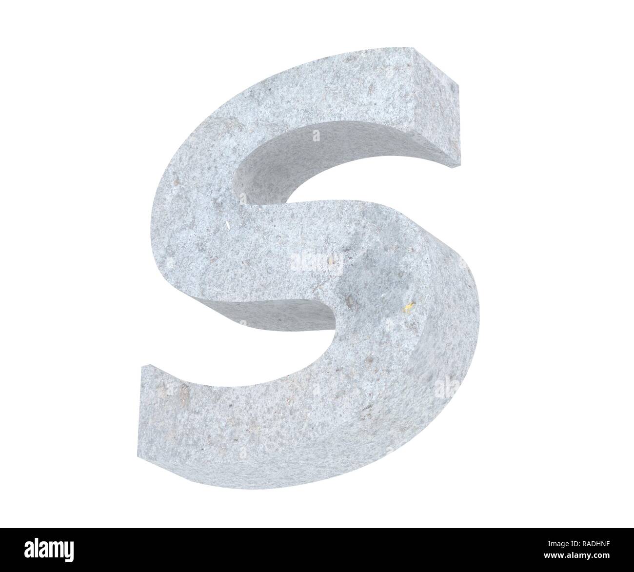 Concrete Capital Letter - S isolated on white background. 3D render ...