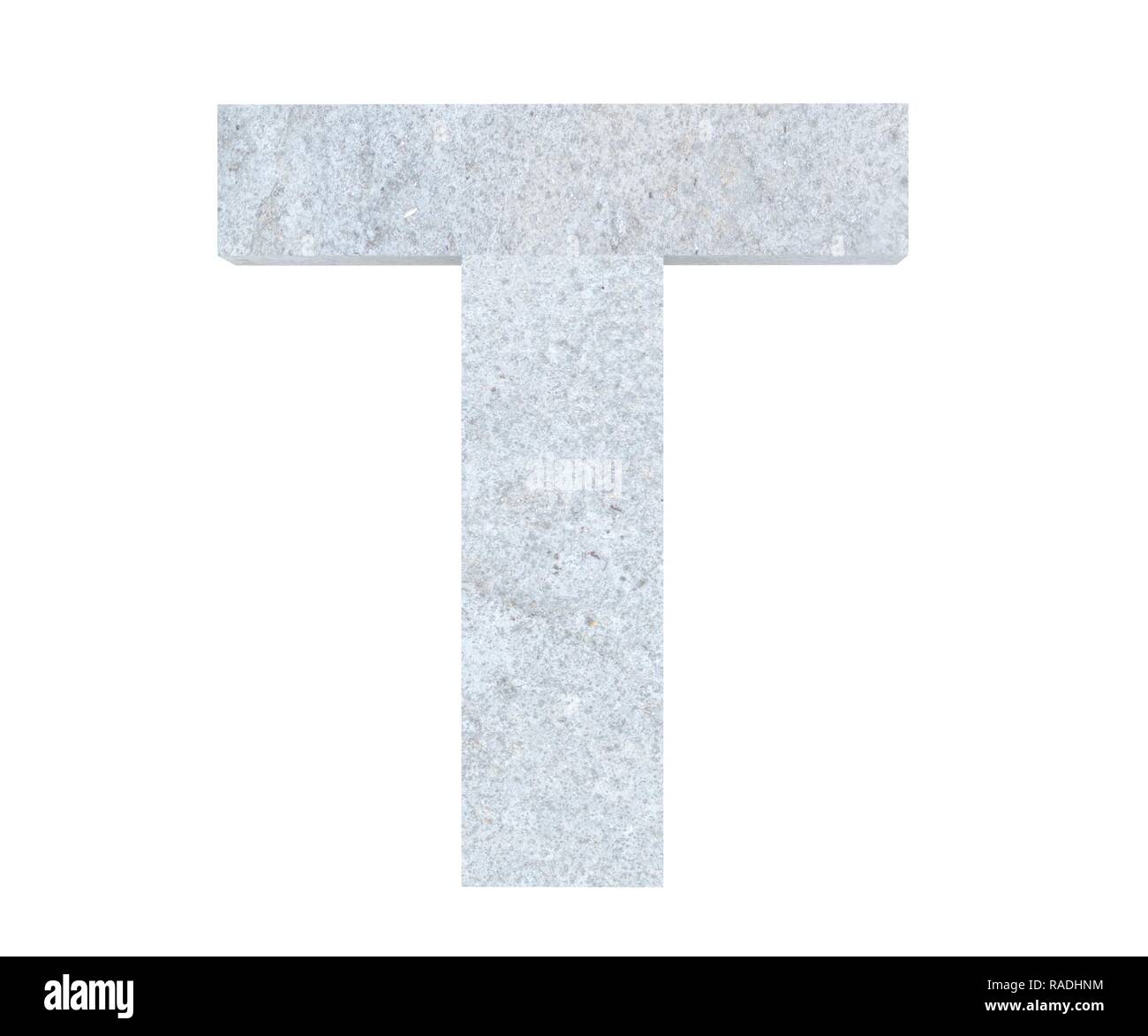 Concrete Capital Letter - T isolated on white background. 3D render ...