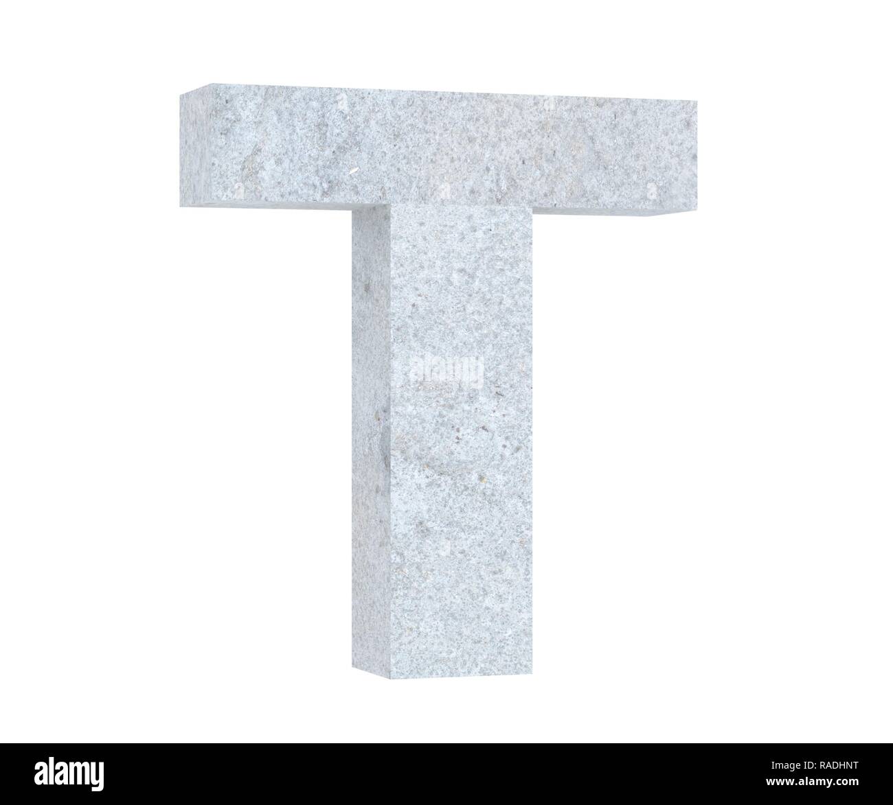 Concrete Capital Letter - T isolated on white background. 3D render ...