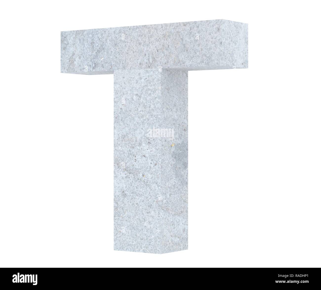 Concrete Capital Letter - T isolated on white background. 3D render ...