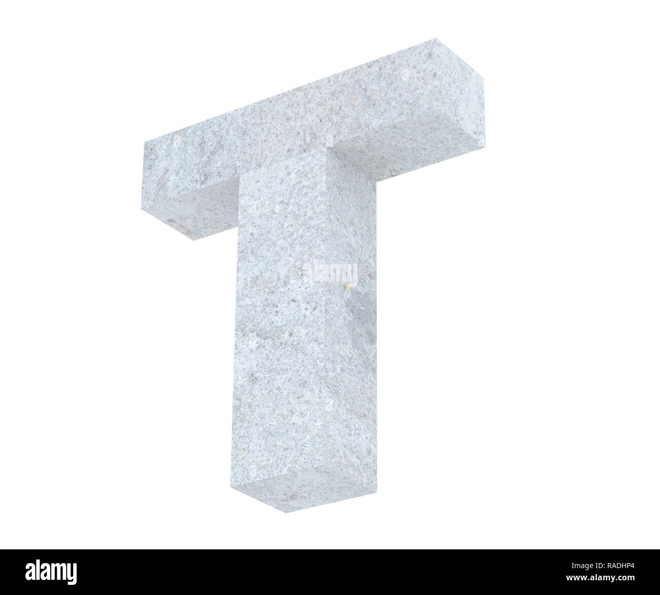 Concrete Capital Letter - T isolated on white background. 3D render ...