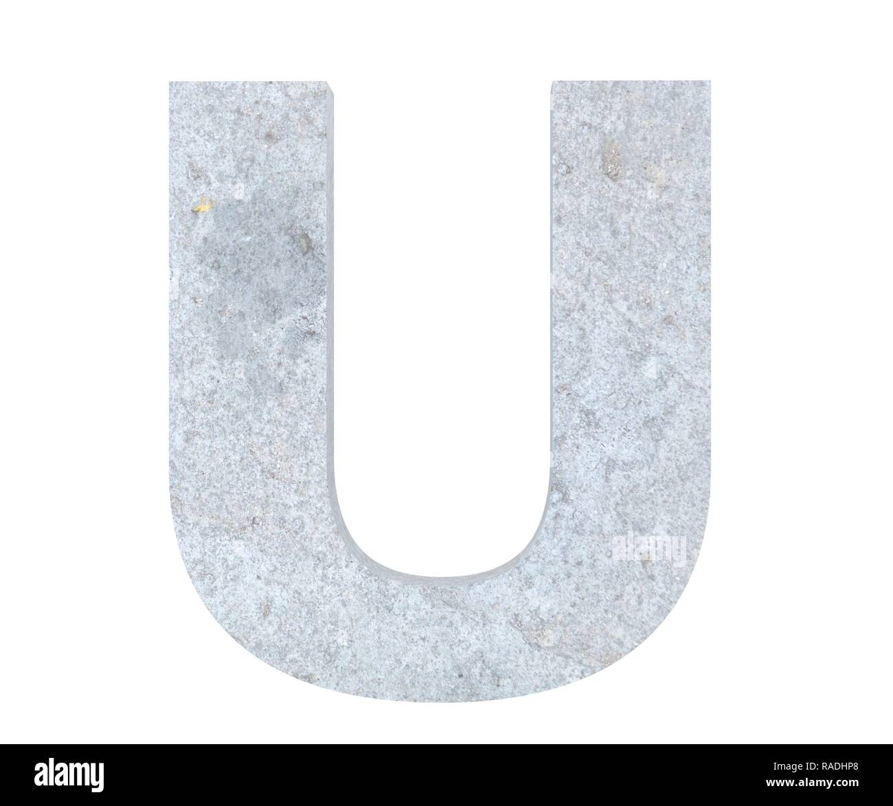 Concrete Capital Letter - U isolated on white background. 3D render ...