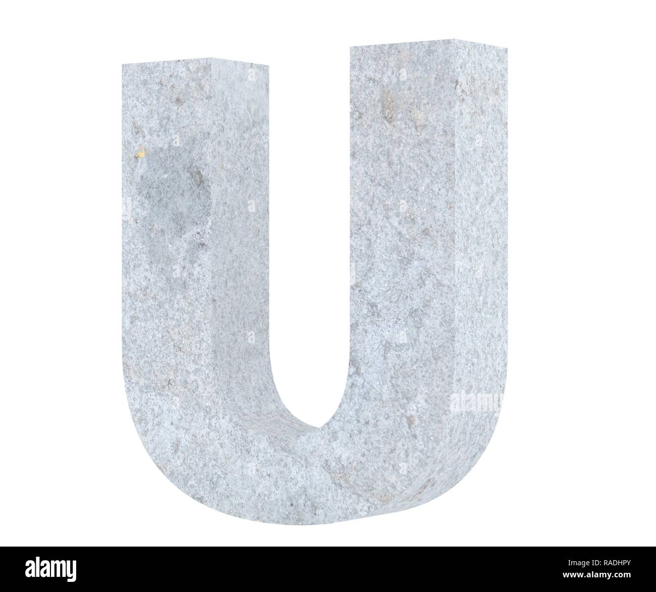 Concrete Capital Letter - U isolated on white background. 3D render ...