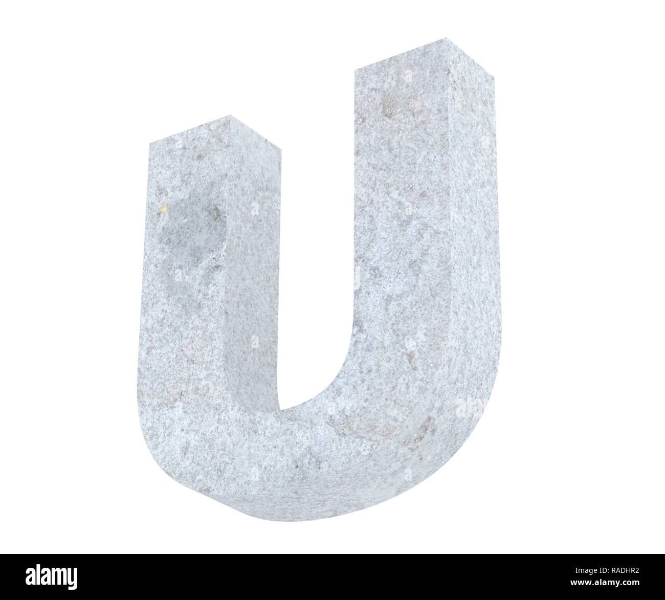 Concrete Capital Letter - U isolated on white background. 3D render ...