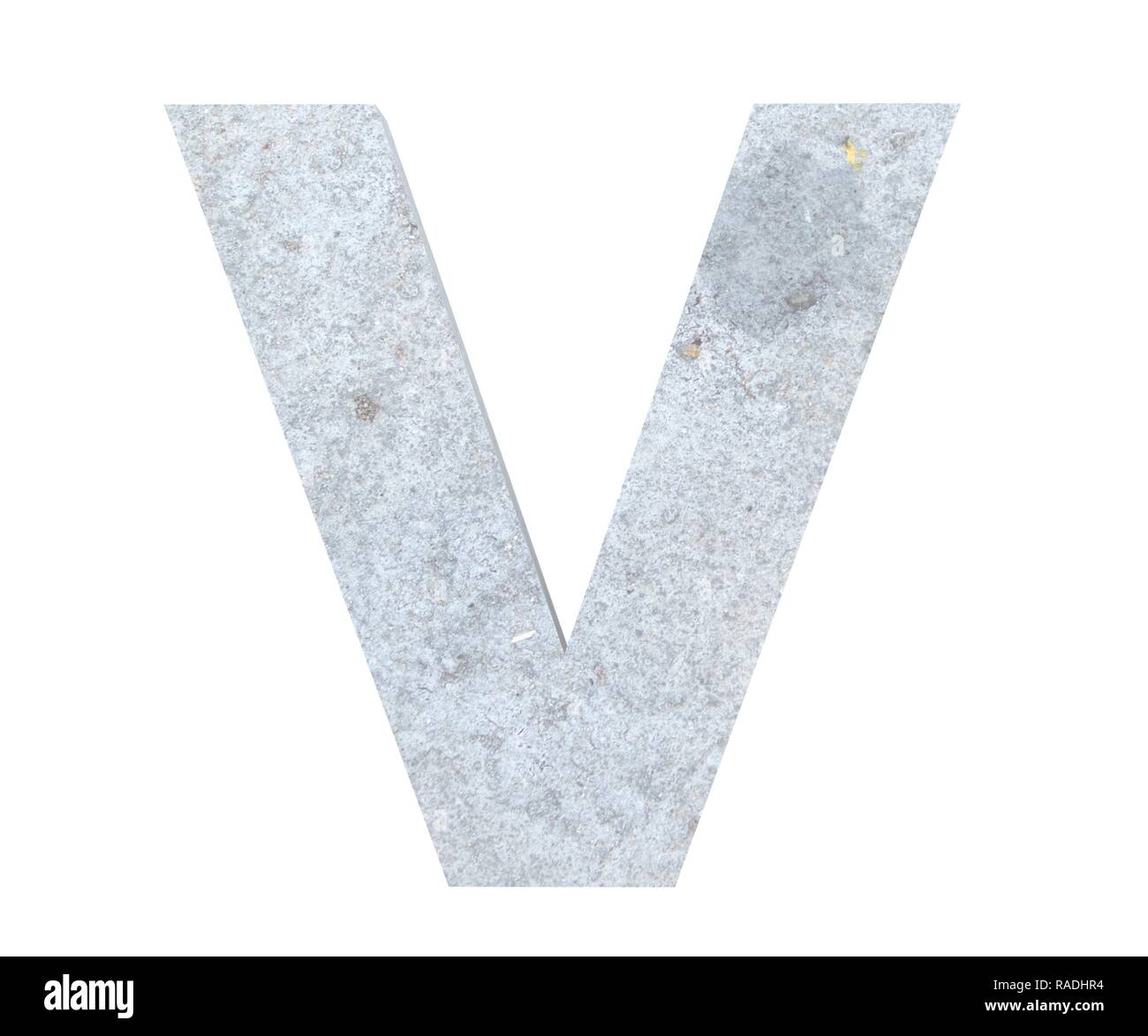 Concrete Capital Letter - V isolated on white background. 3D render ...