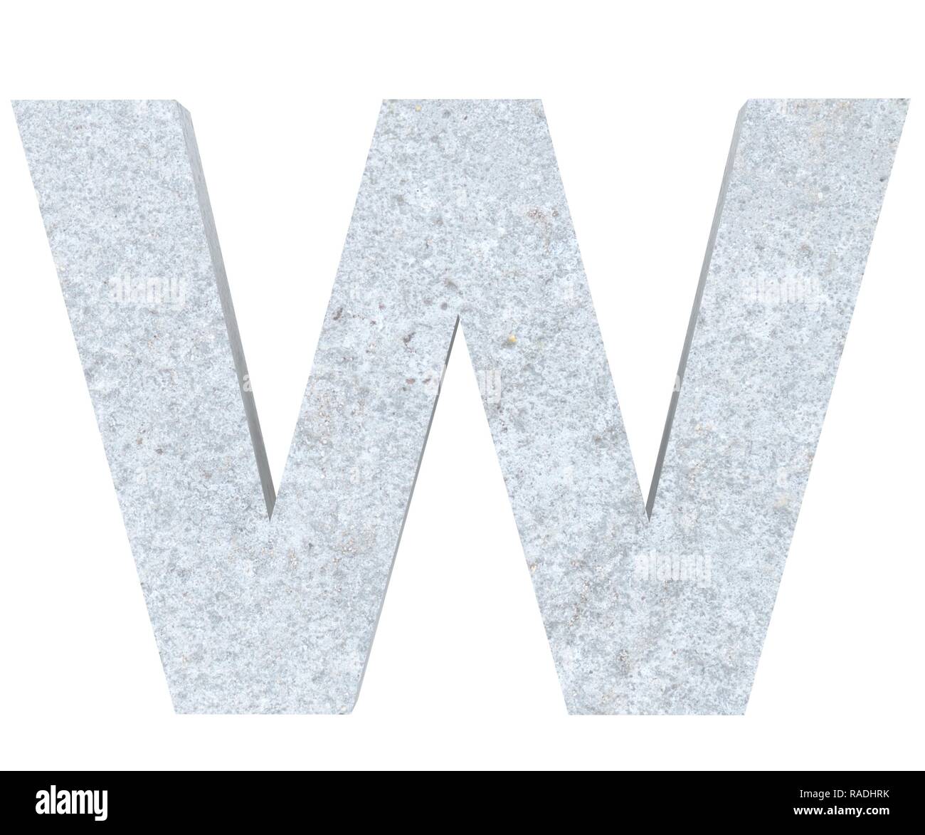 Concrete Capital Letter - W isolated on white background. 3D render ...