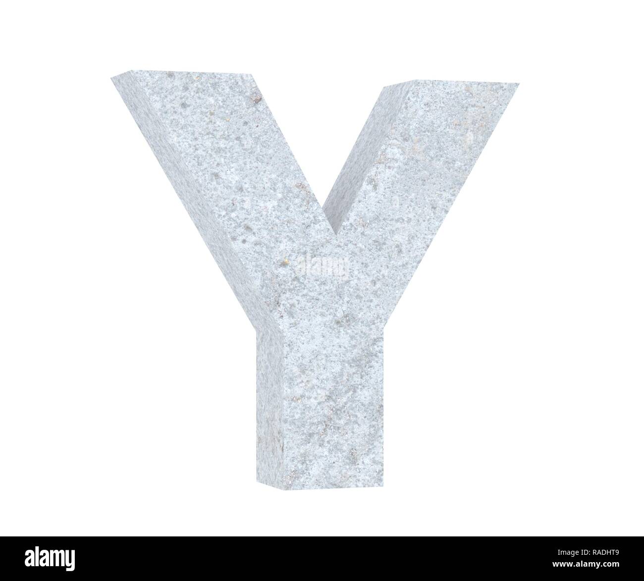 Concrete Capital Letter - Y isolated on white background. 3D render ...