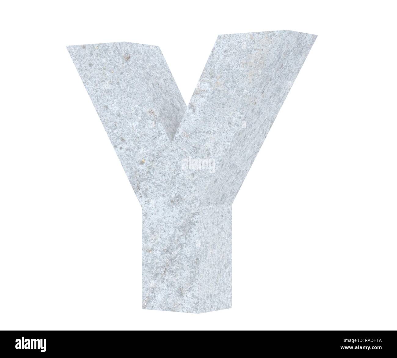 Concrete Capital Letter - Y isolated on white background. 3D render ...