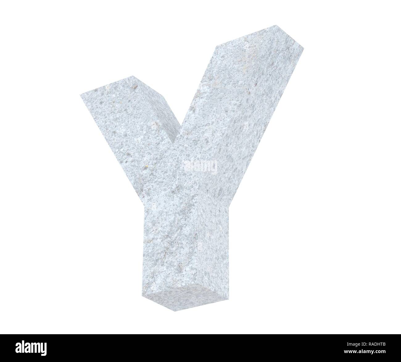 Concrete Capital Letter - Y isolated on white background. 3D render ...