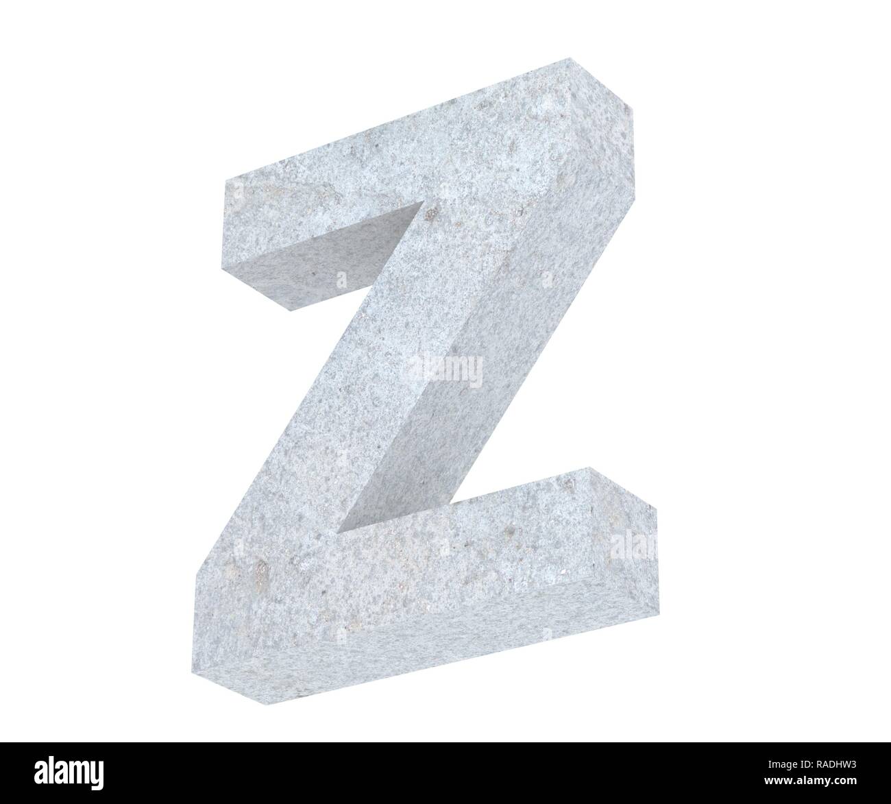 Concrete Capital Letter - Z isolated on white background. 3D render ...
