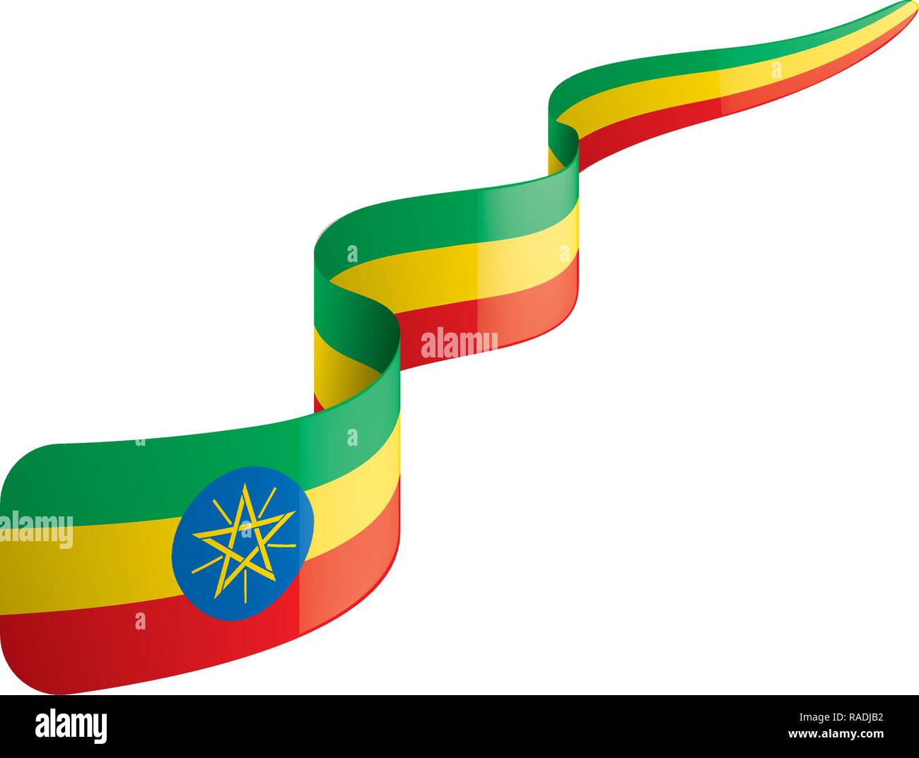 Ethiopia flag, vector illustration on a white background Stock Vector ...