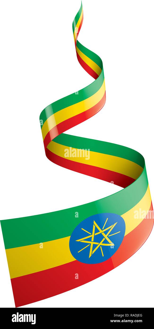 Ethiopia flag, vector illustration on a white background Stock Vector ...