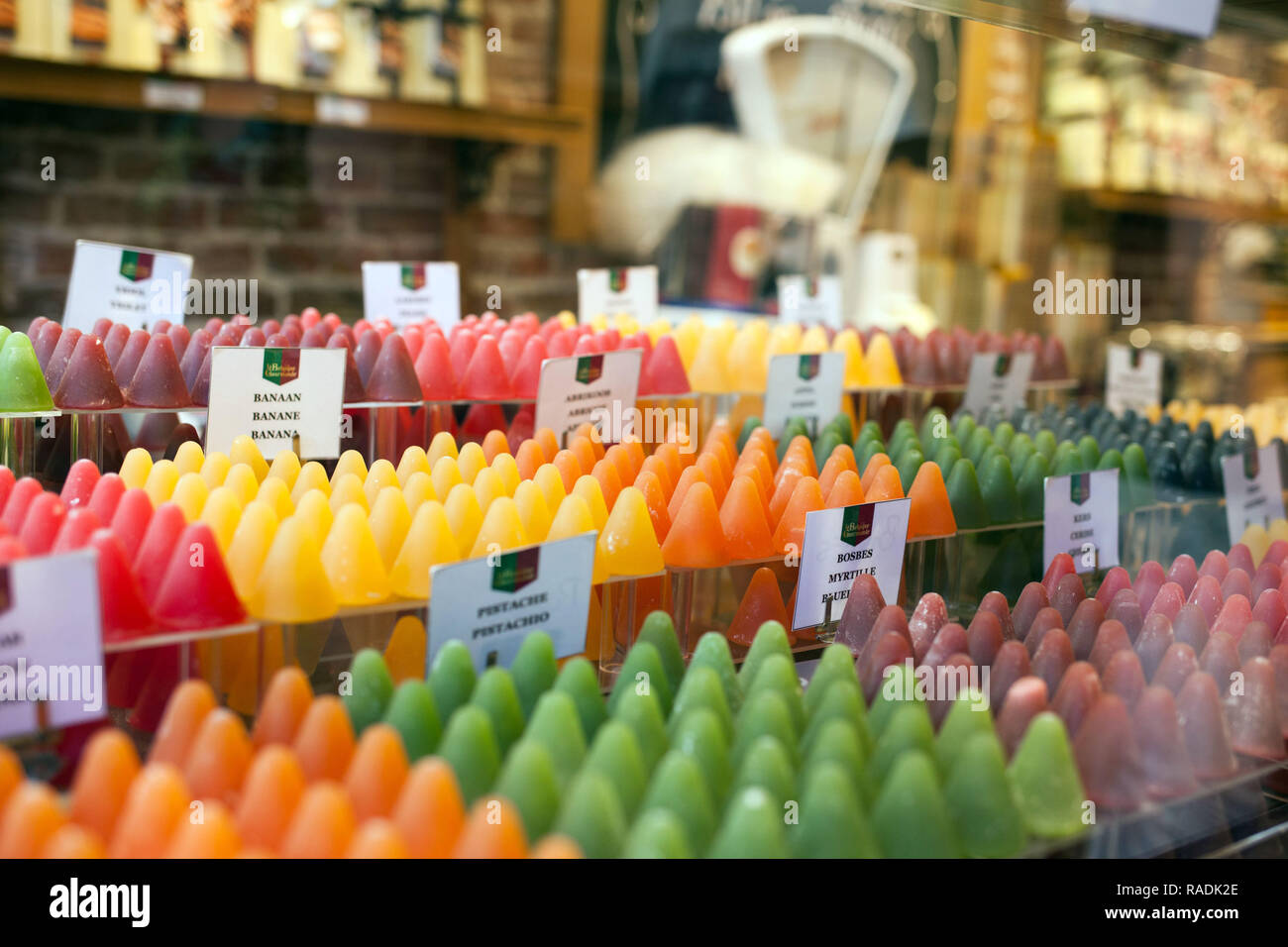 Belgium: Cuberdon, traditional cone-shaped Belgian candy Stock Photo ...