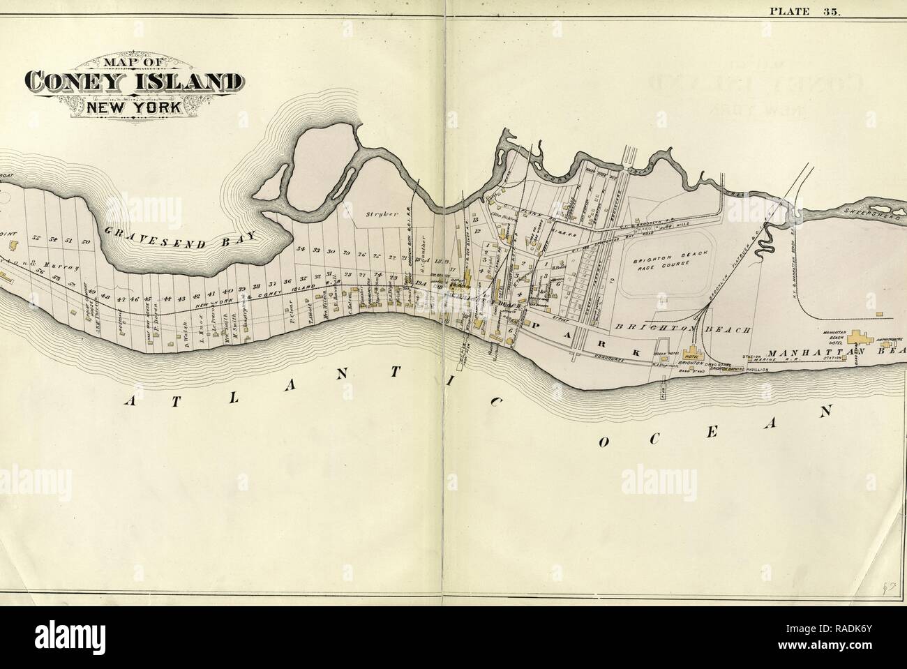 Map of Coney Island, New York. Reimagined by Gibon. Classic art with a ...