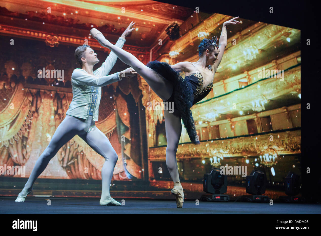 St. Petersburg, Russia - December 25, 2018: Ballet dancers Mikhail Sivakov (left) and Tatiana ...