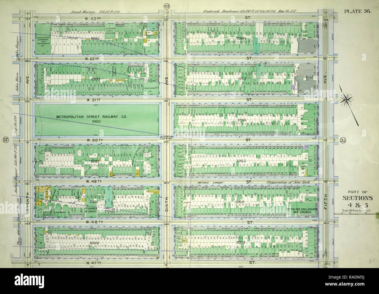 Plate 36, Part of Sections 4&5: Bounded by W. 53rd Street, Fifth Avenue ...